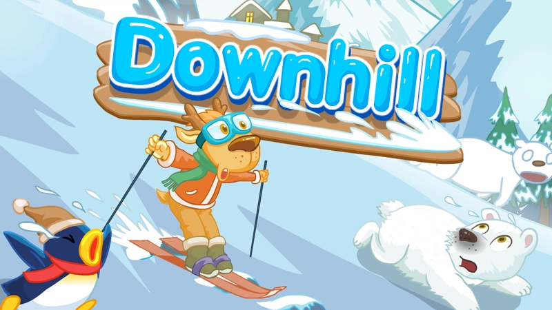 Downhill online ski game. Ski down and avoid the obstacles.